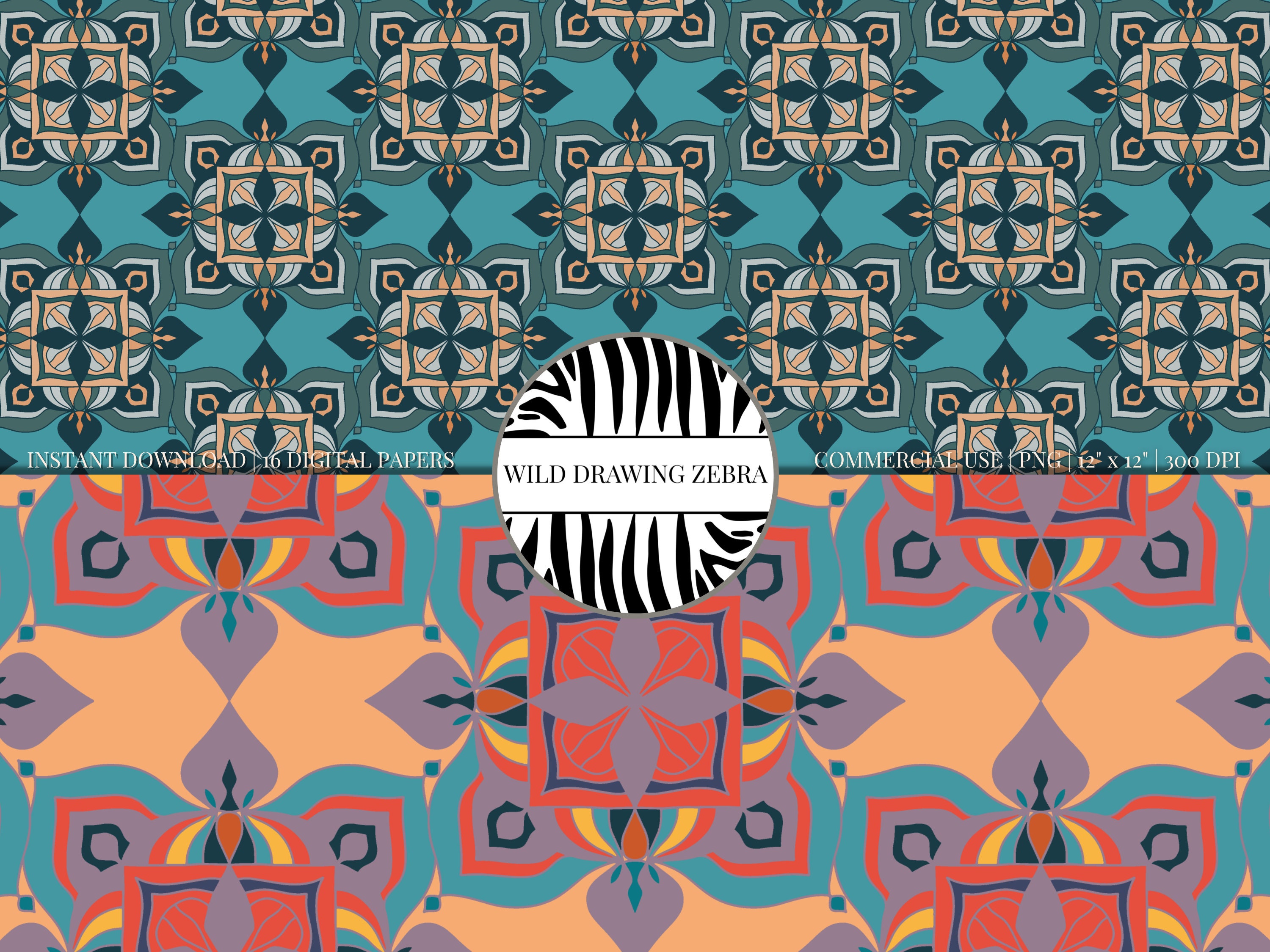 Colorful Mediterranean Printable Paper Pack - With Decorative Vintage ...