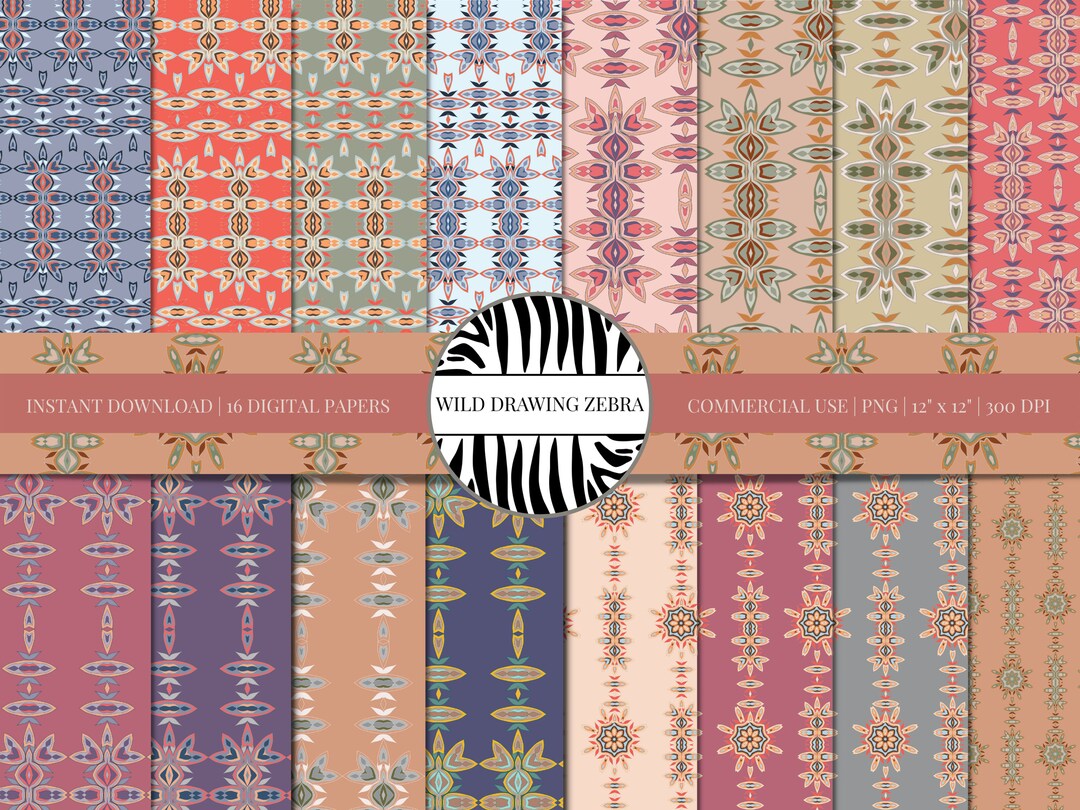 Decorative Printable Digital Paper Pack - With Abstract Floral ...