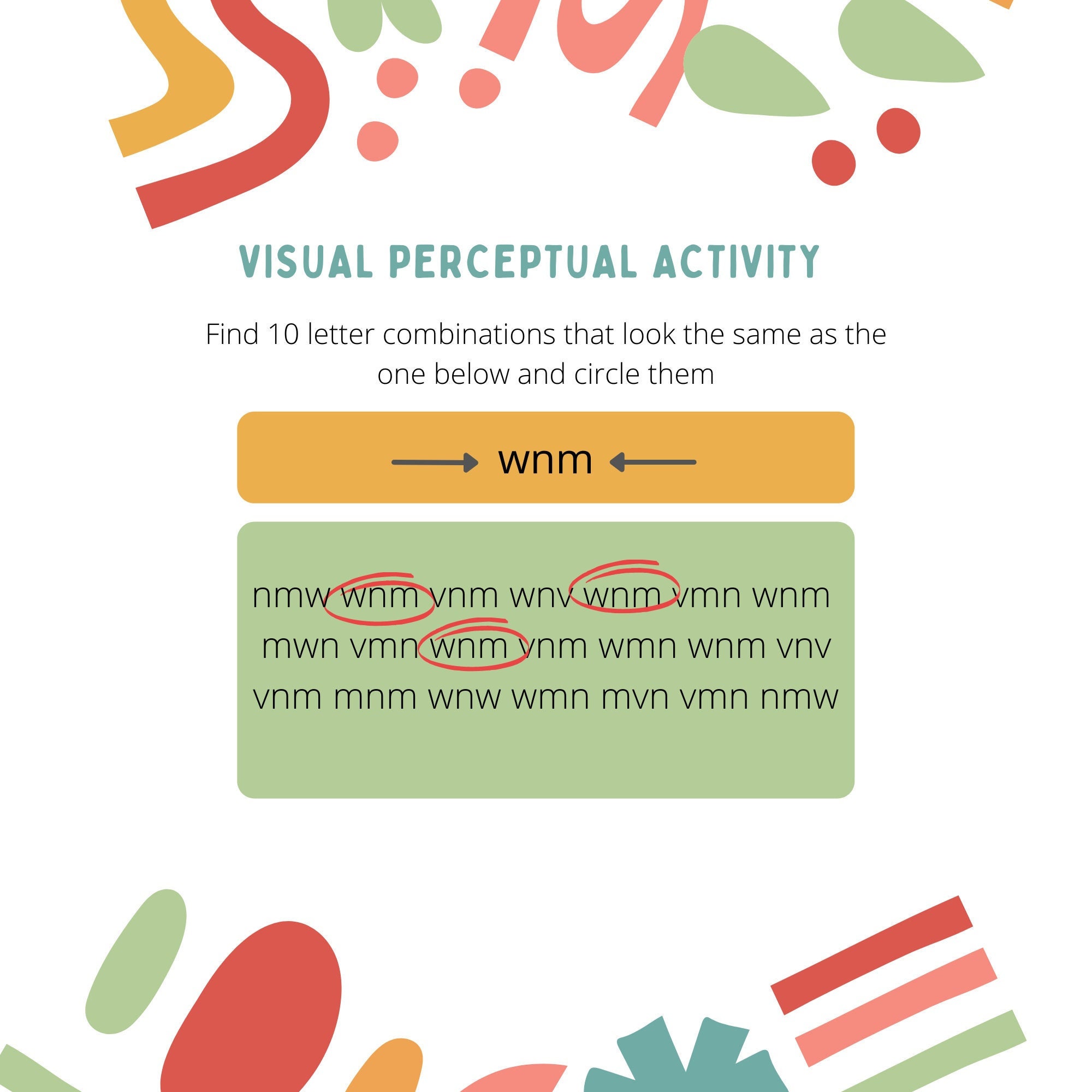 Visual Perceptual Activity - Etsy