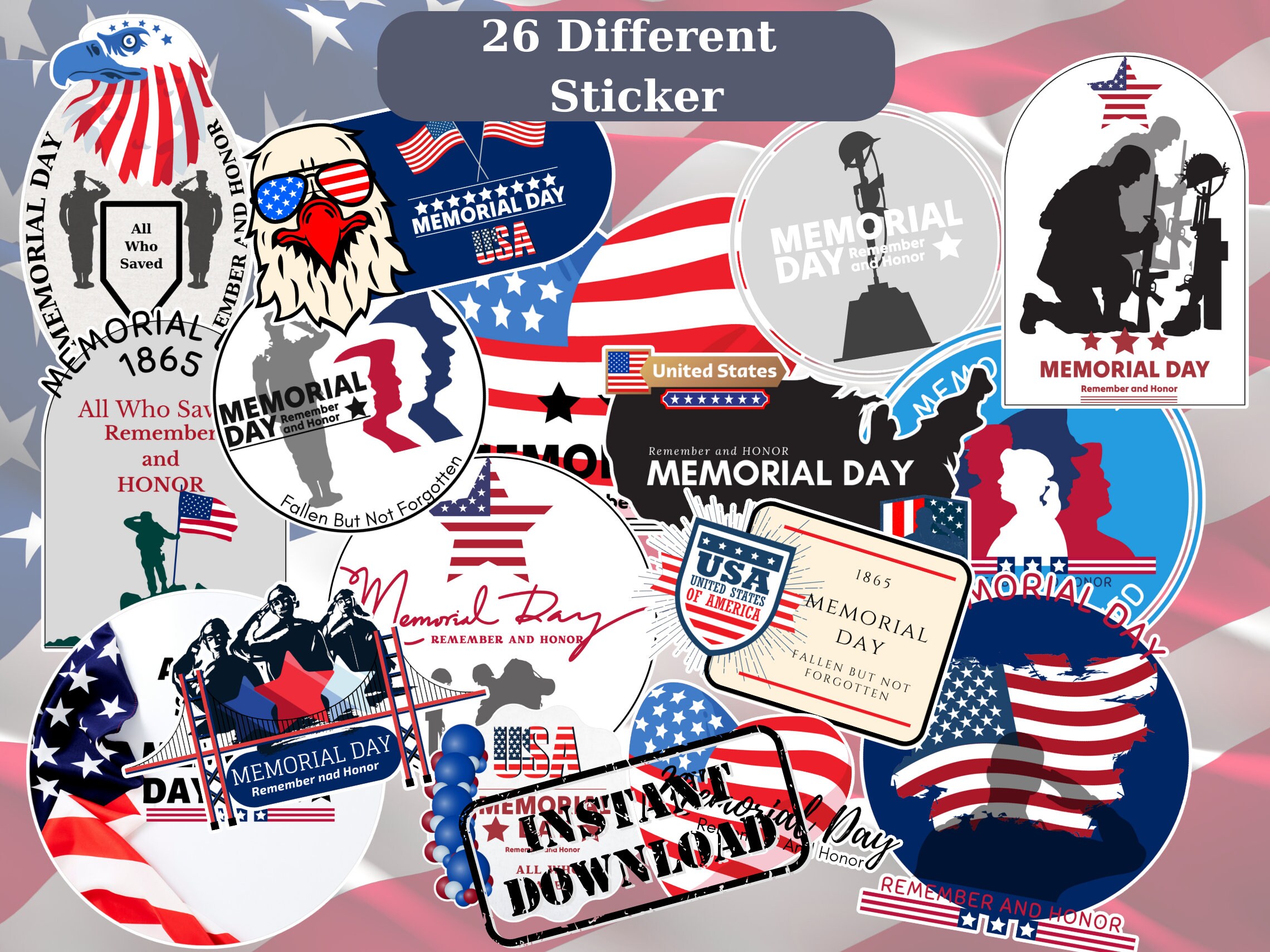 Memorial Day Svg Patriotic Png Bundle Printable Sticker Soldier Cut ...