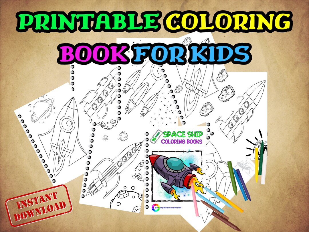 Space Ships Coloring Book, Digital Download for Kids Activities,gifts ...