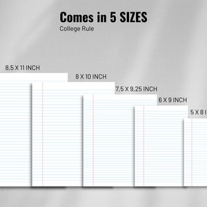 Printable Blank Lined Paper Pack, College Ruled Paper, Downloadable PDF ...
