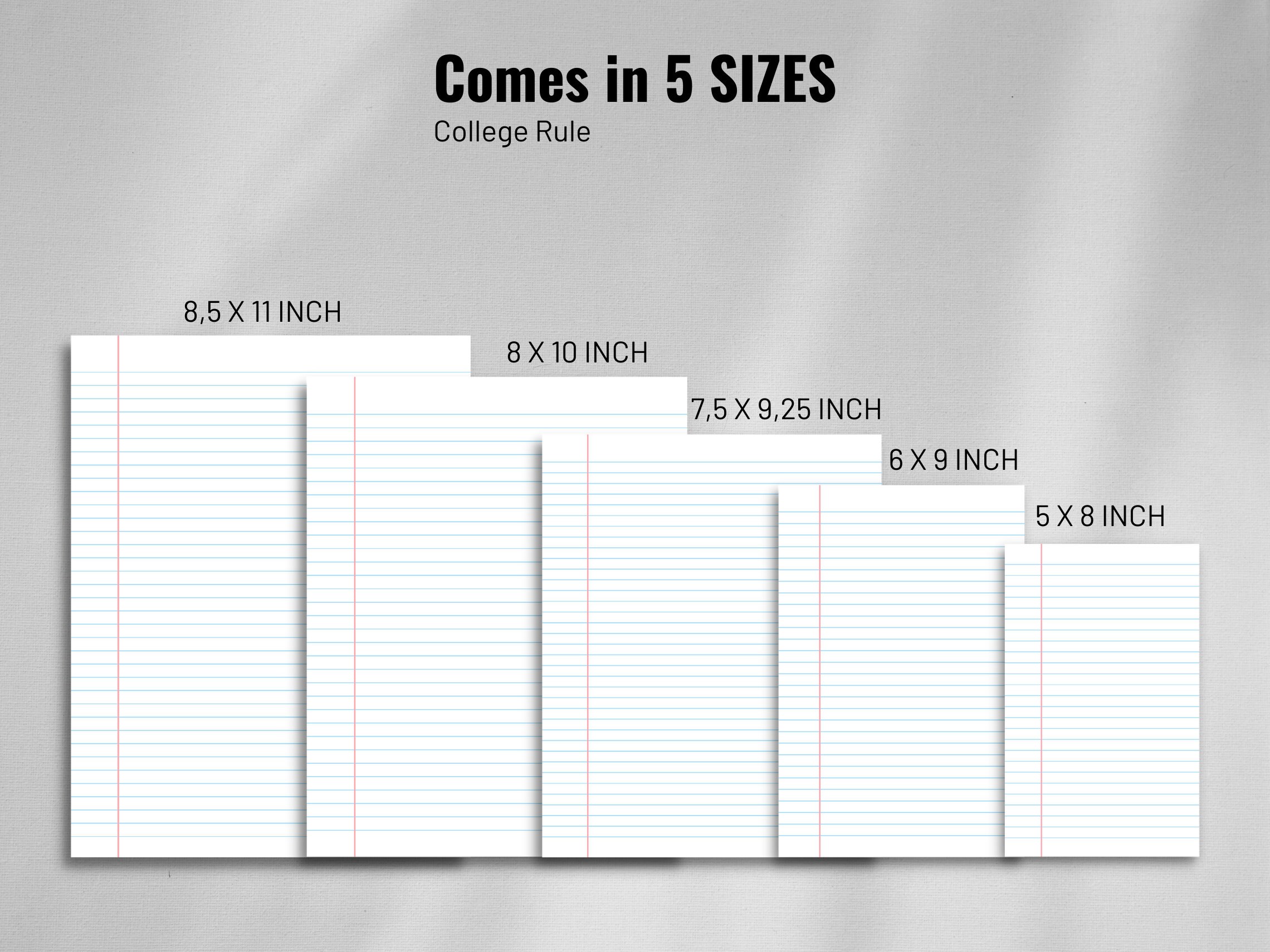 Printable Blank Lined Paper Pack, College Ruled Paper, Downloadable PDF ...