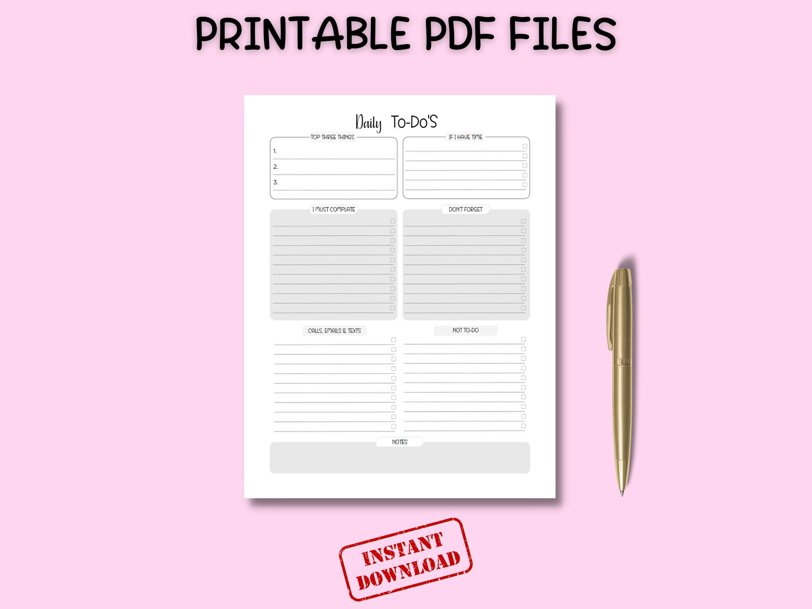 Fillable Daily To-dos Planner Productivity Notebook for Organizing Your ...
