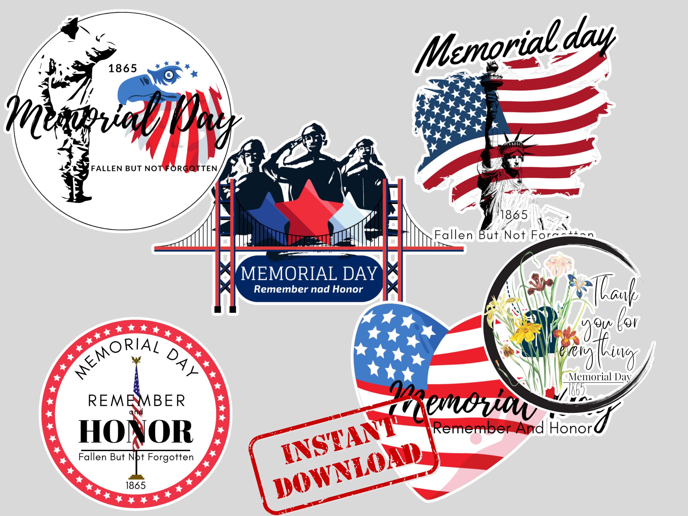 Memorial Day Svg Patriotic Png Bundle Printable Sticker Soldier Cut ...