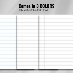Printable Blank Lined Paper Pack, College Ruled Paper, Downloadable PDF ...