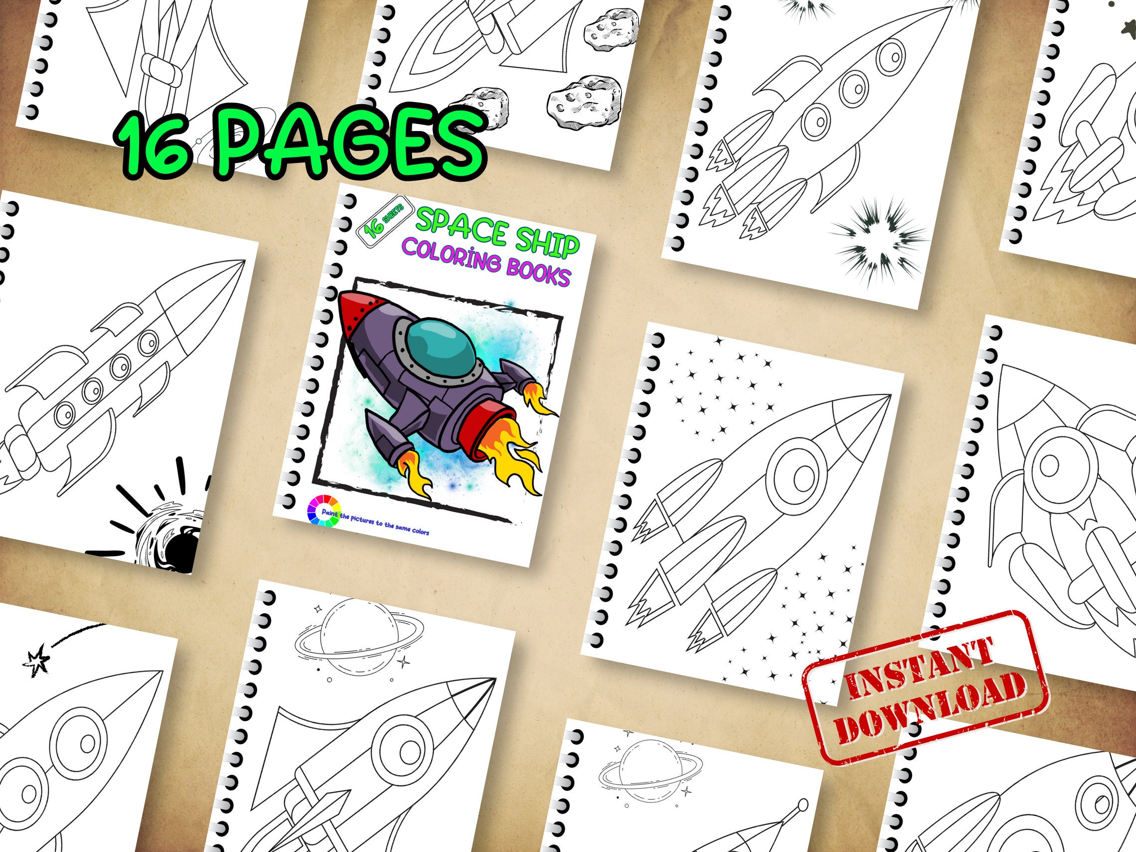 Space Ships Coloring Book, Digital Download for Kids Activities,gifts ...