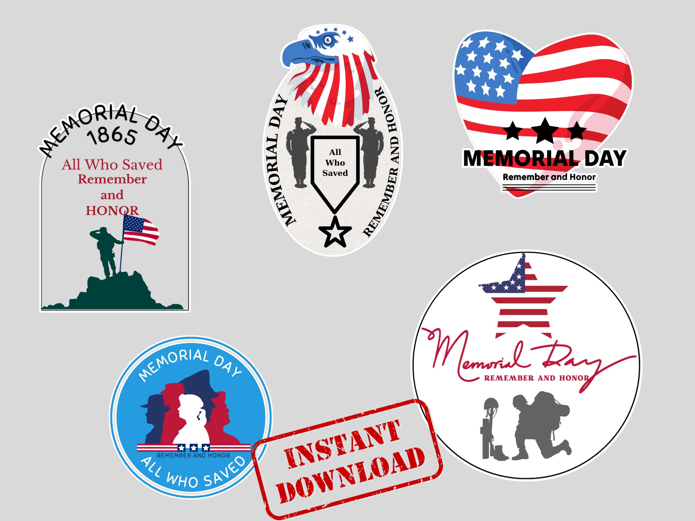 Memorial Day Svg Patriotic Png Bundle Printable Sticker Soldier Cut ...
