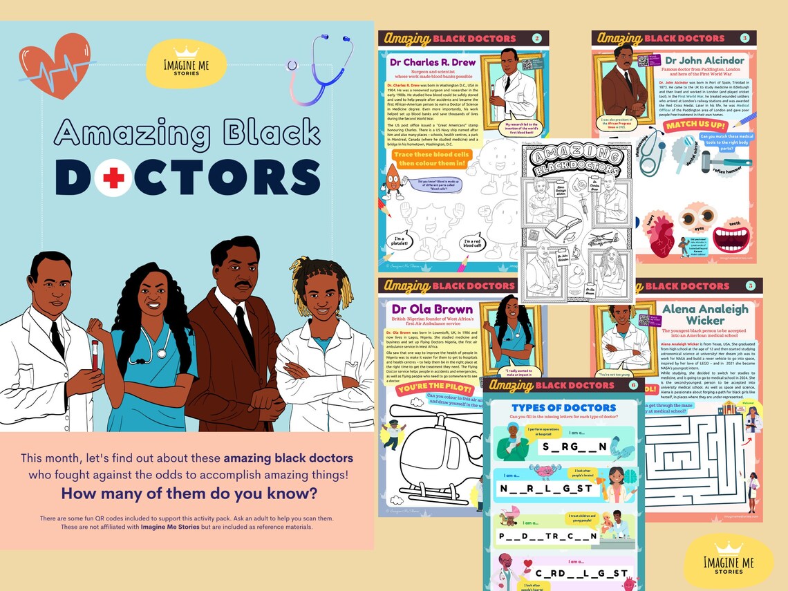 Black Doctors Educational Activity Pack for Kids, Black History ...