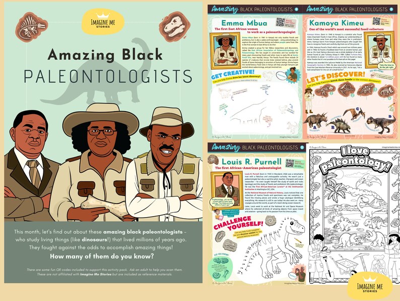 Black Paleontologists Educational Activity Pack for Kids, Black History ...
