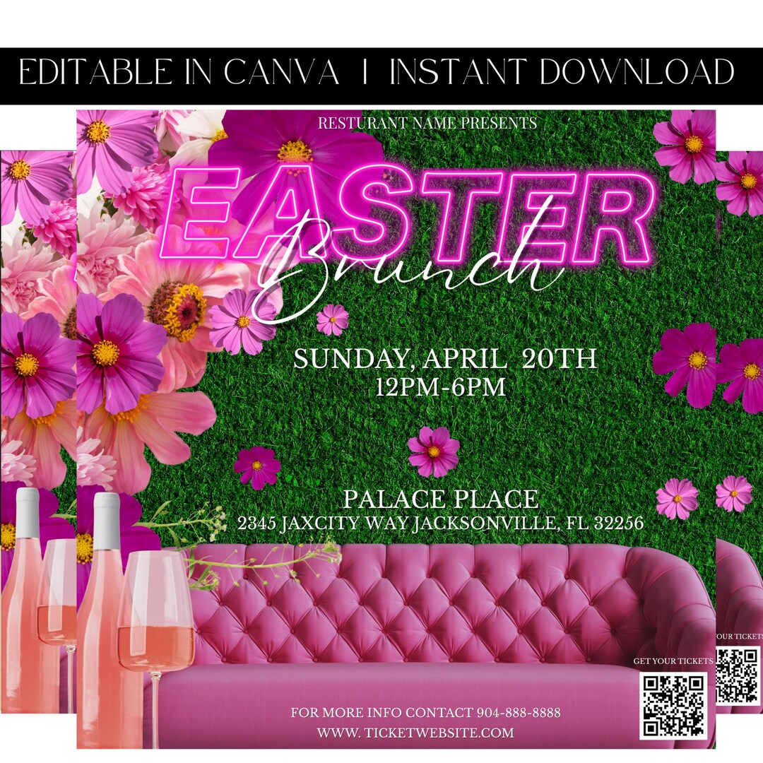 Easter Sunday Template, Flyer for Easter, Easter Brunch, Brunch Flyer ...