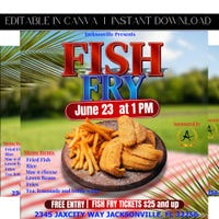 Fish Fry Flyer Editable. 5x7 DIY Canva Template Printable. Fundraiser ...