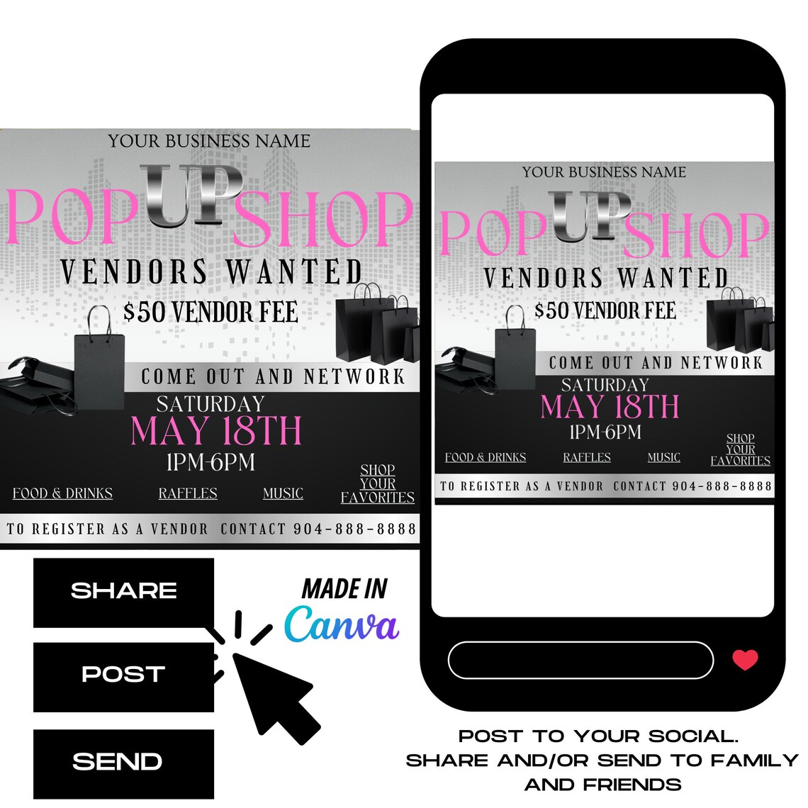Pop up Shop Flyer, Vendor Flyer, Shop Now Flyer, Event Flyer, Support ...