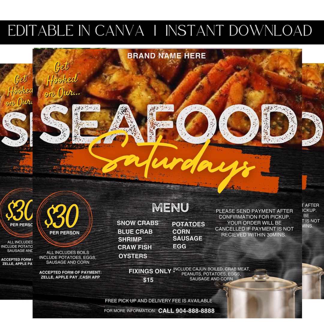 Food Flyer, Seafood Flyer, Seafood Boil, Chef Flyer, Cooking Event ...