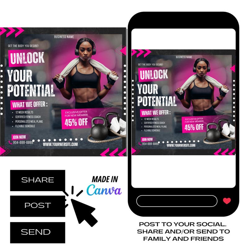 Fitness Flyer, Fitness Coach, Personal Trainer Flyer, Strength Training ...