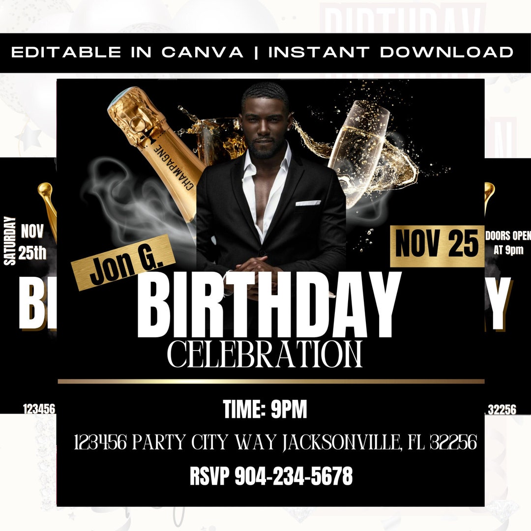 Birthday Flyer for Men, Birthday Invitation, Birthday Party Invitation ...
