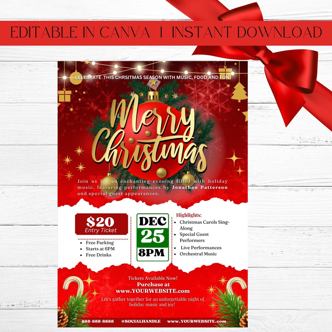 Christmas Party Flyer, Christmas Event Flyer, Holiday Event Flyer ...
