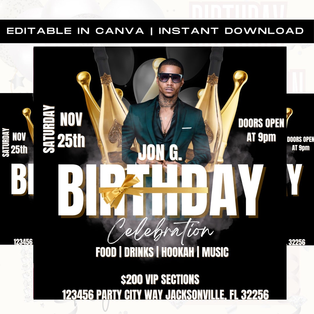 Birthday Flyer for Men, Birthday Invitation, Birthday Party Invitation ...