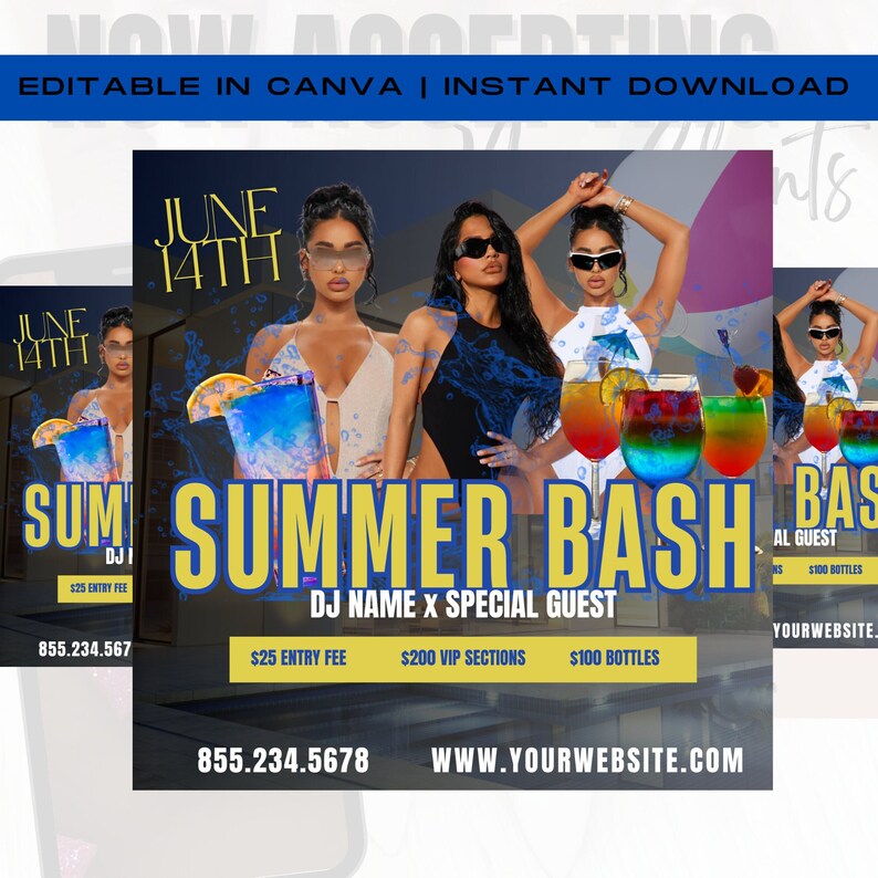 Summer Party Flyer DIY Party Flyer Beach Poster Club Night - Etsy