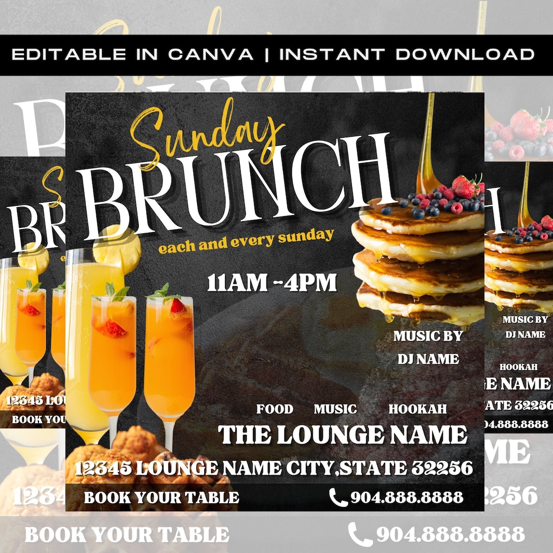 Brunch Flyer, Sunday Brunch Flyer, Brunch Invitation Flyer, Club Flyer ...