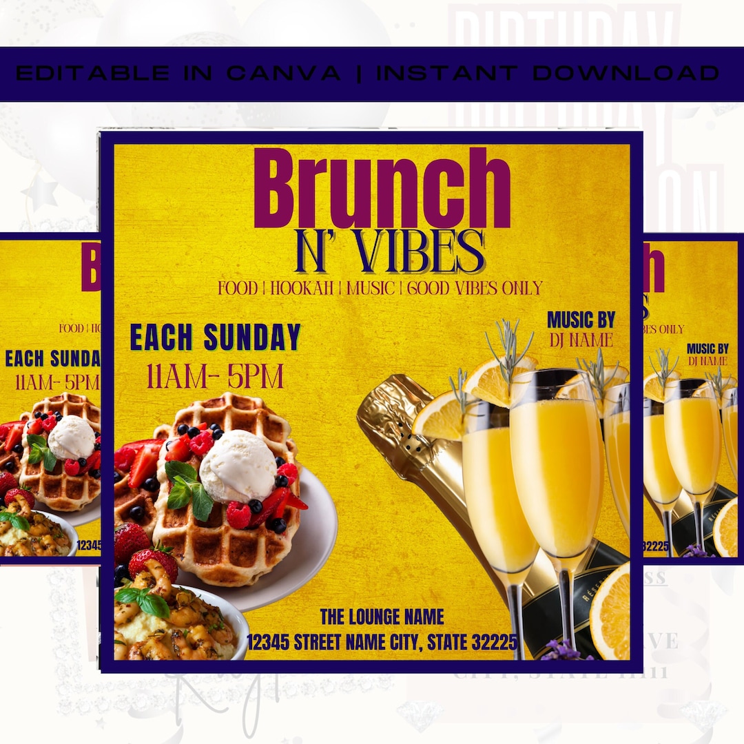 Brunch Flyer, Sunday Brunch Flyer, Brunch Invitation Flyer, Club Flyer ...