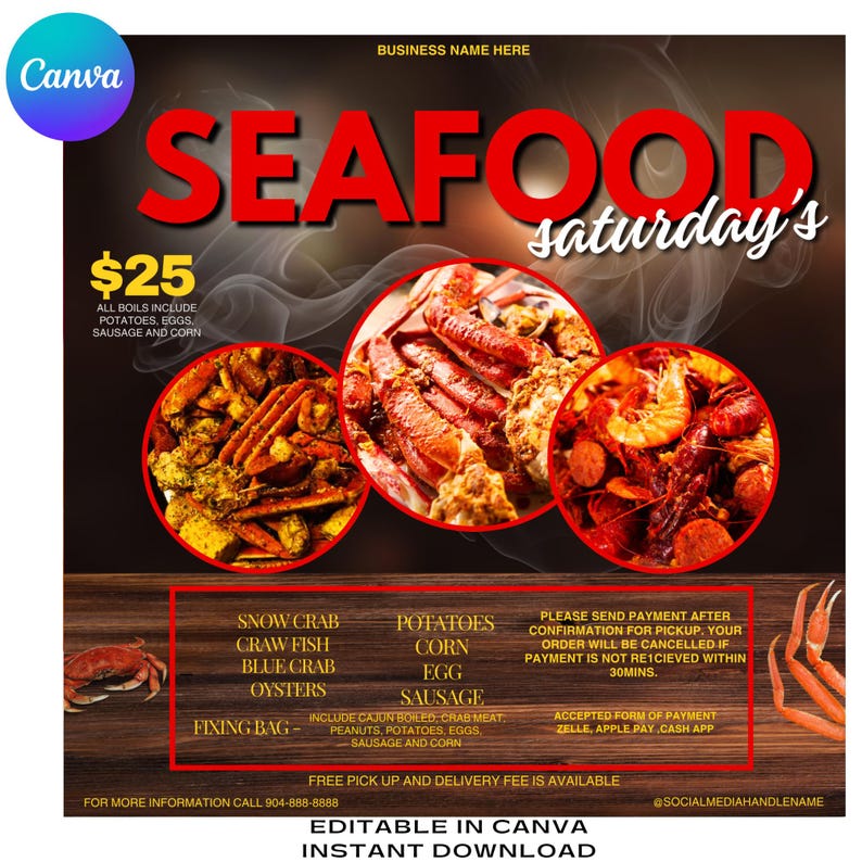 Food Flyer, Seafood Flyer, Seafood Boil, Chef Flyer, Cooking Event ...