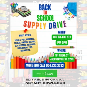 Back to School Flyer, DIY Flyer, School Flyer, Canva Template, Supply ...