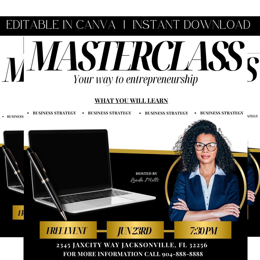 Masterclass Flyer, Virtual Event, Webinar, Online Class Flyer, Social ...