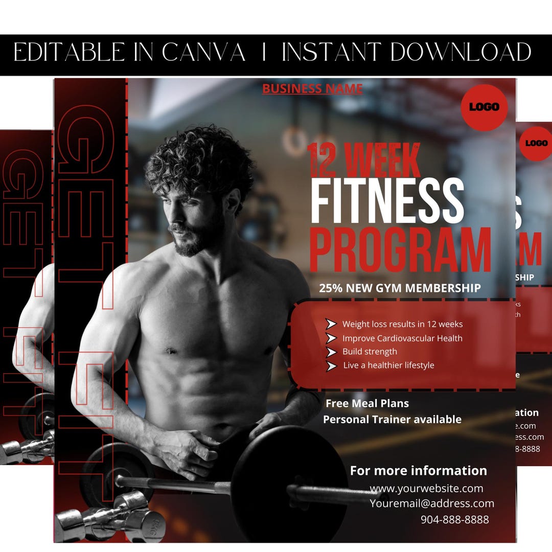 Fitness Flyer, Fitness Coach, Personal Trainer Flyer, Strength Training ...