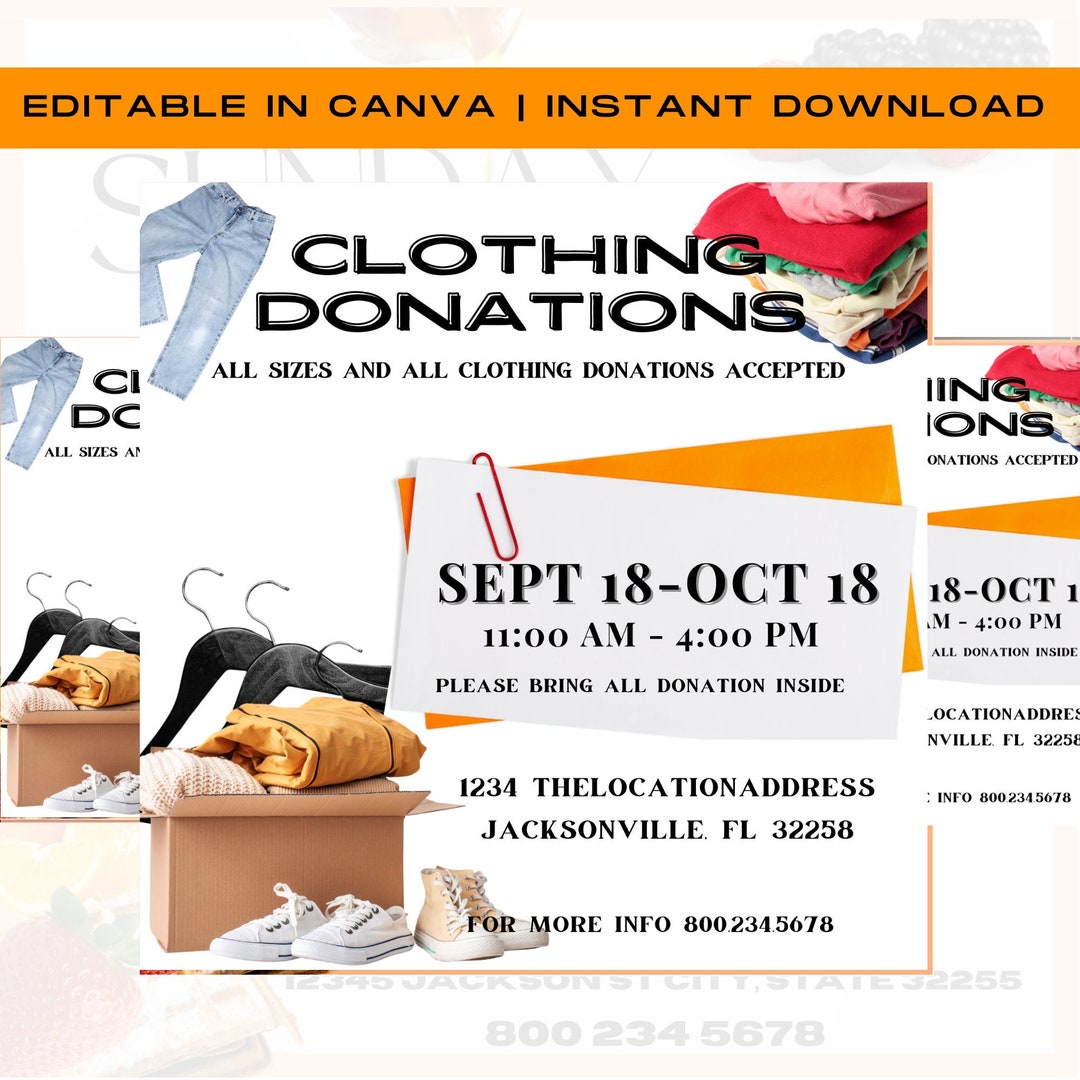 Clothing Donation, Clothing Drive, Fundraising Flyer, Donation Flyer ...