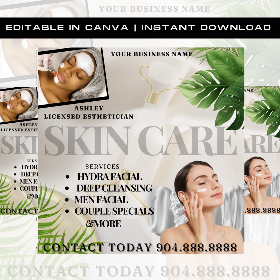 Facial Treatments Flyer, Skin Care Flyer, DIY Template, Book Now Flyer ...