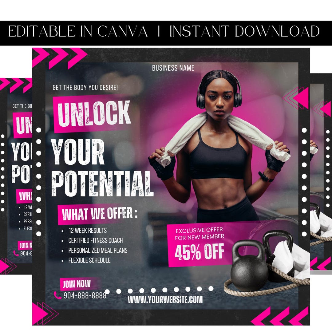 Fitness Flyer, Fitness Coach, Personal Trainer Flyer, Strength Training ...