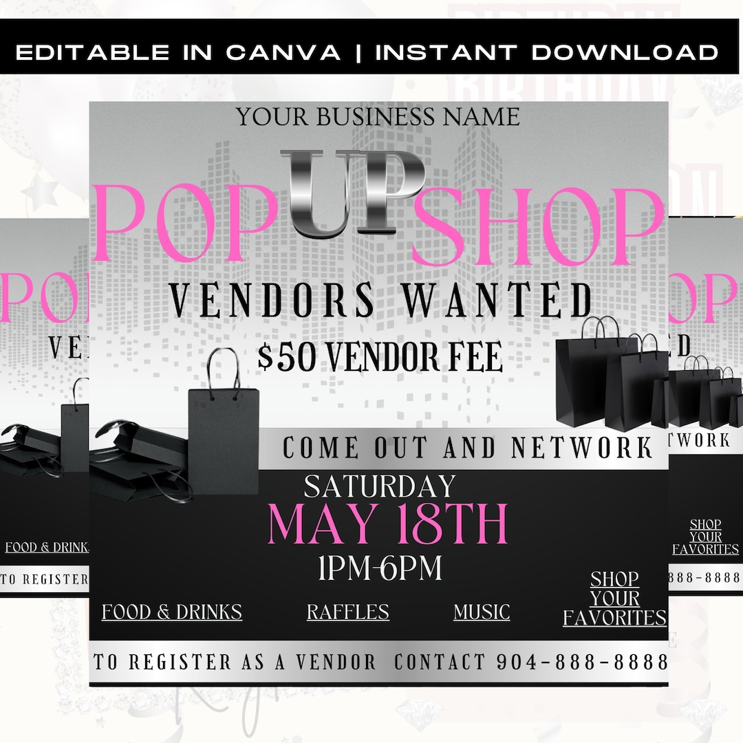 Pop up Shop Flyer, Vendor Flyer, Shop Now Flyer, Event Flyer, Support ...