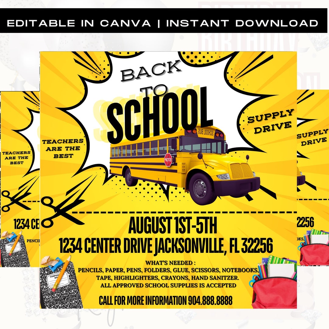 Back to School Flyer School Flyer Supply Drive Flyer, for School ...