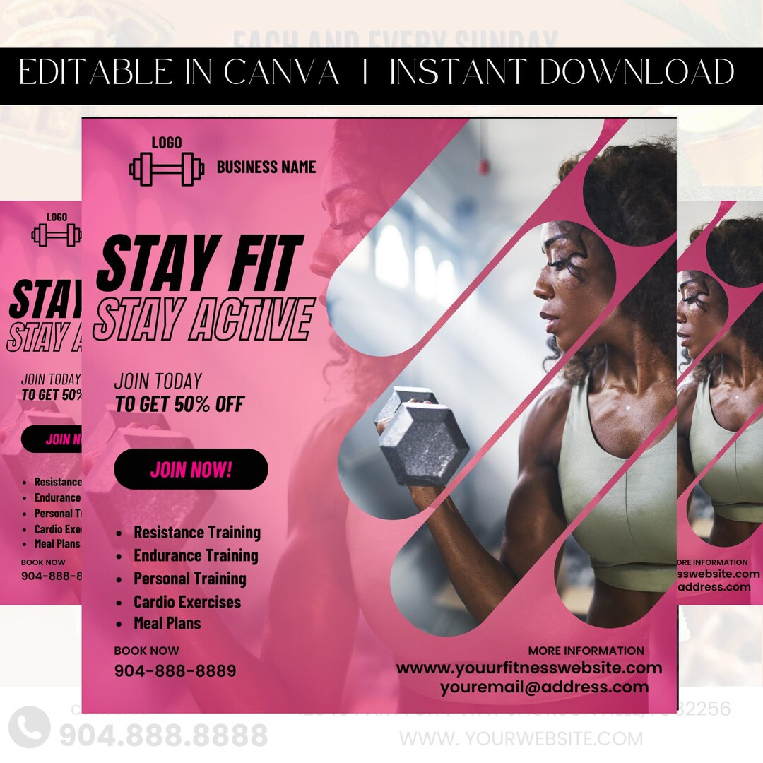 Fitness Flyer, Fitness Coach, Personal Trainer Flyer, Strength Training ...