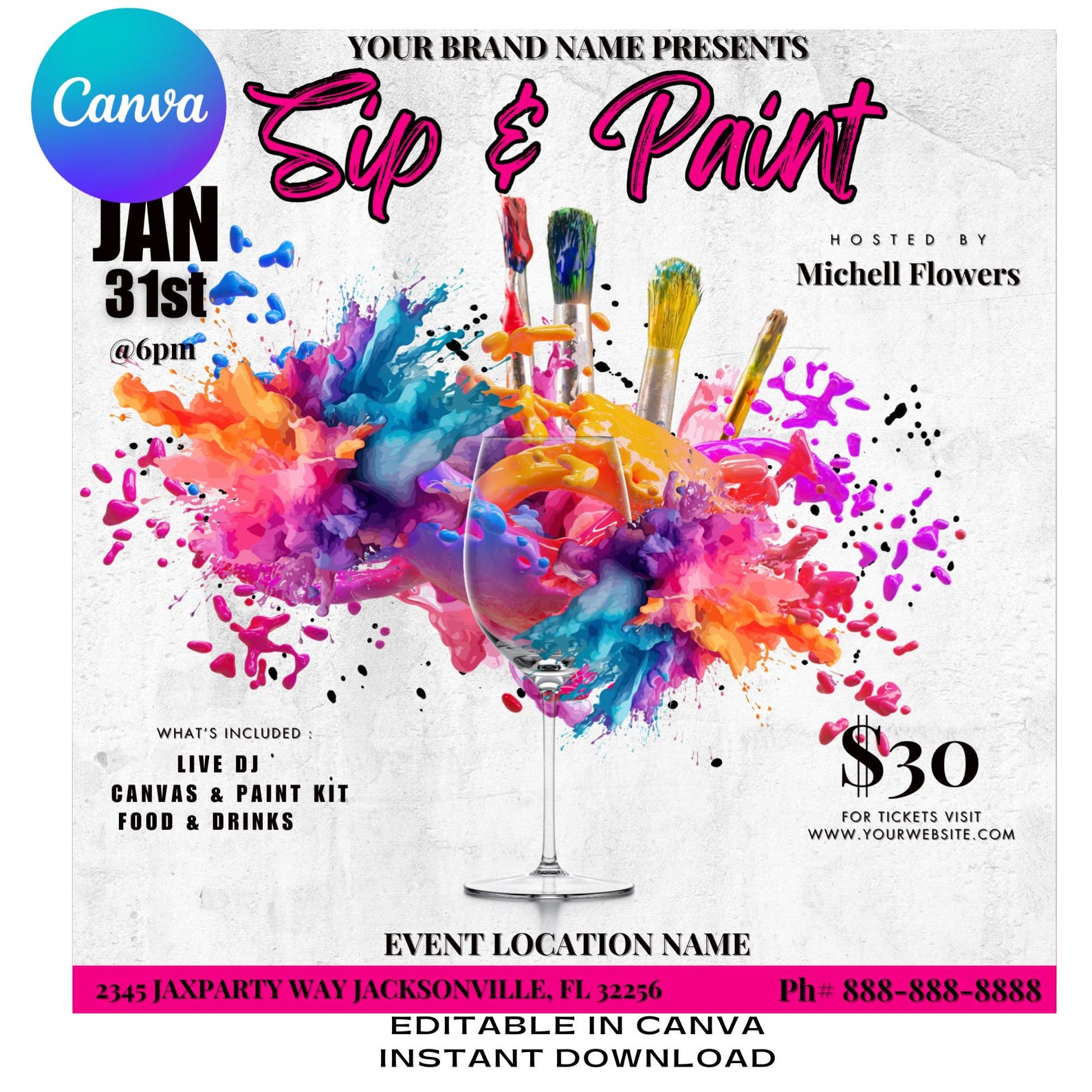 Paint and Sip Party Flyer, Painting Event, Party Flyer, Club Event ...