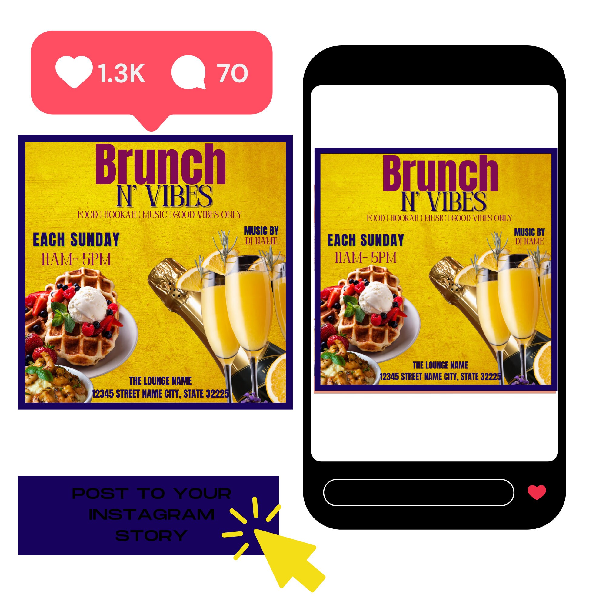 Brunch Flyer Sunday Brunch Flyer Brunch Invitation Flyer - Etsy