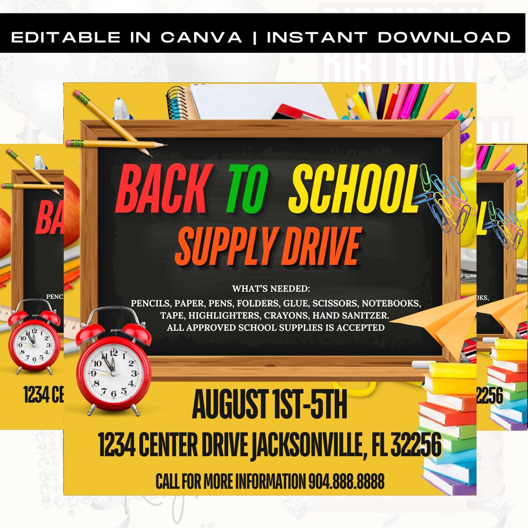 Back to School Flyer, DIY Flyer, School Flyer, Canva Template, Supply ...