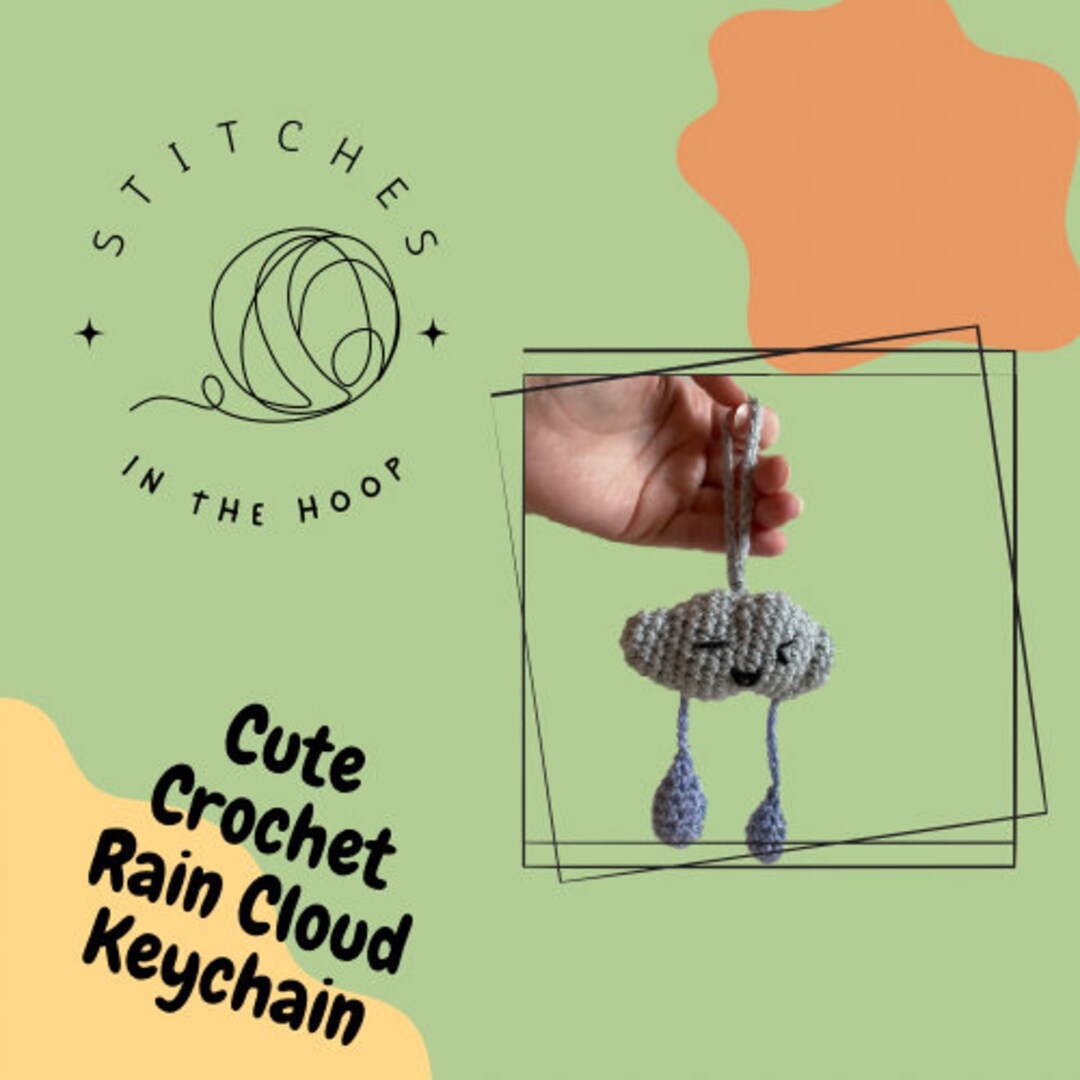 Handmade Cute Crochet Rain Cloud Keychain - Etsy
