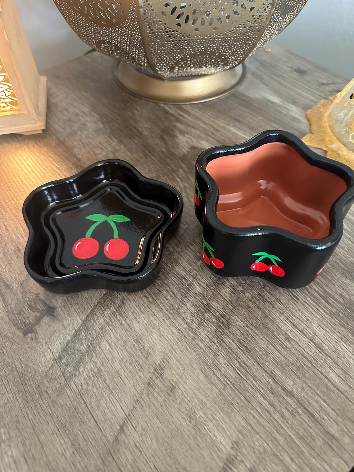 Star Shaped Cherry Terracotta Pot With Dish - Etsy