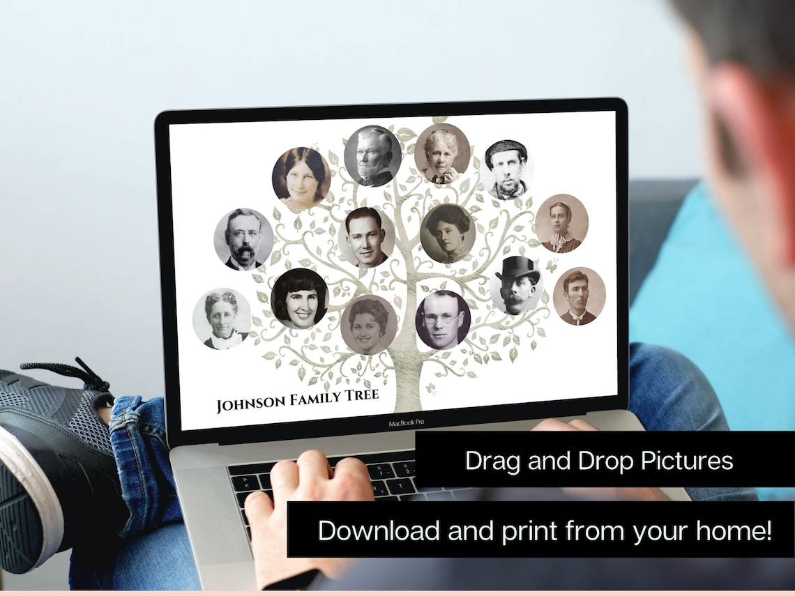 Customizable Family Tree Template With Pictures | Genealogy Chart ...