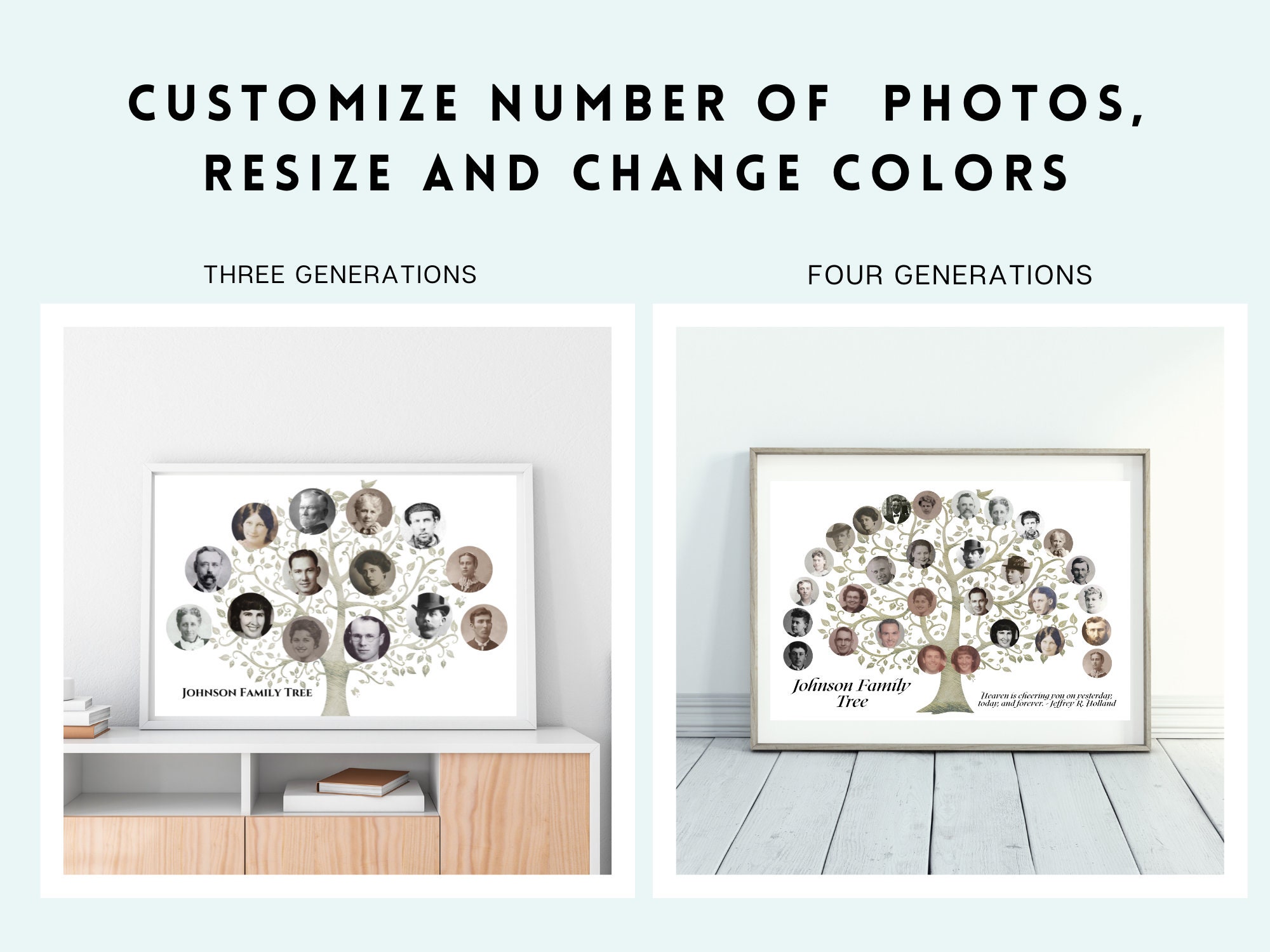 Customizable Family Tree Template With Pictures | Genealogy Chart ...