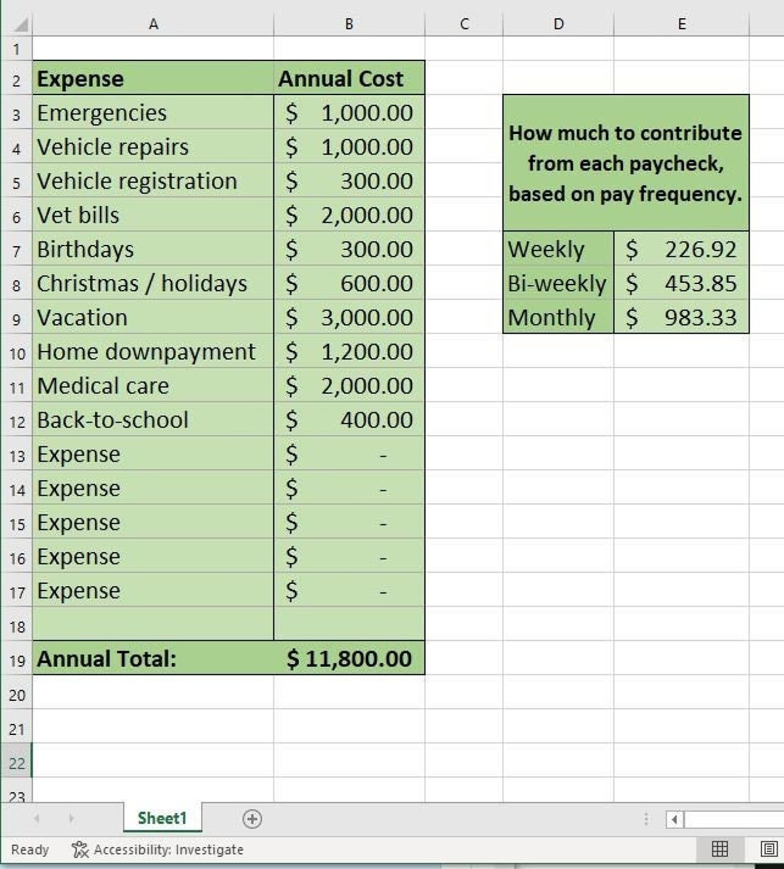 Sinking Funds Excel Spreadsheet - Microsoft - Annual - Budget - Bills ...