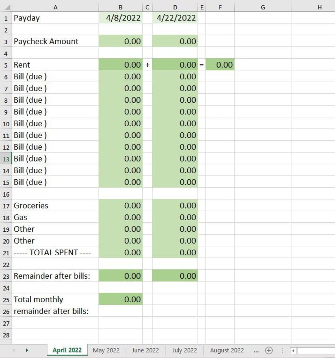 Full Year - May 2025 Through May 2026 - Simple Bi-weekly Bills ...