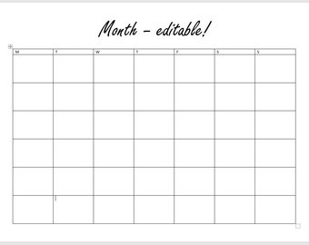 Basic Month Calendar - Etsy