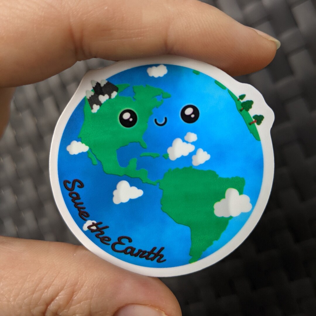 Kawaii Earth Vinyl Die Cut Sticker, Earth Day Sticker, Nature Gifts ...