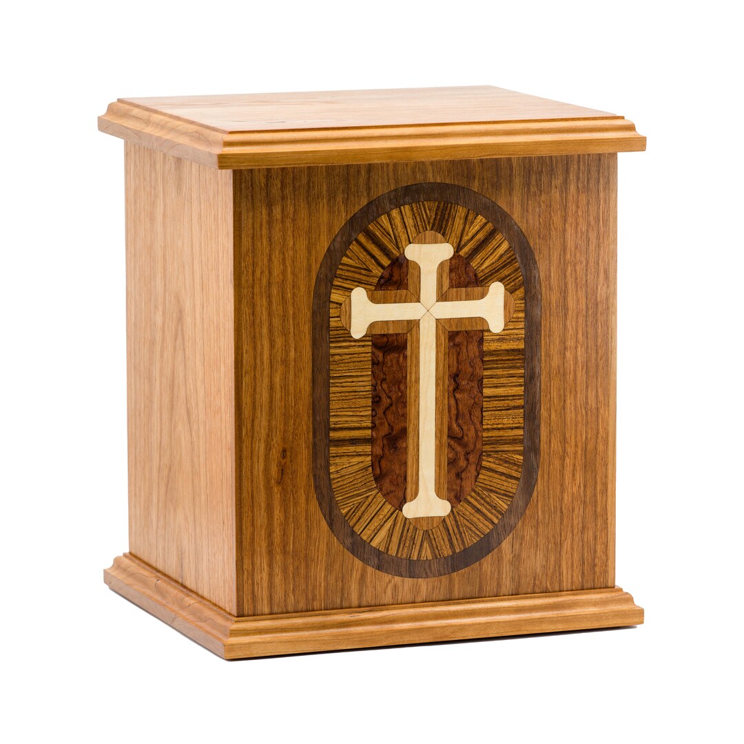 Christian Wood Cremation Urn for Adults Custom Handcrafted in Cherry ...