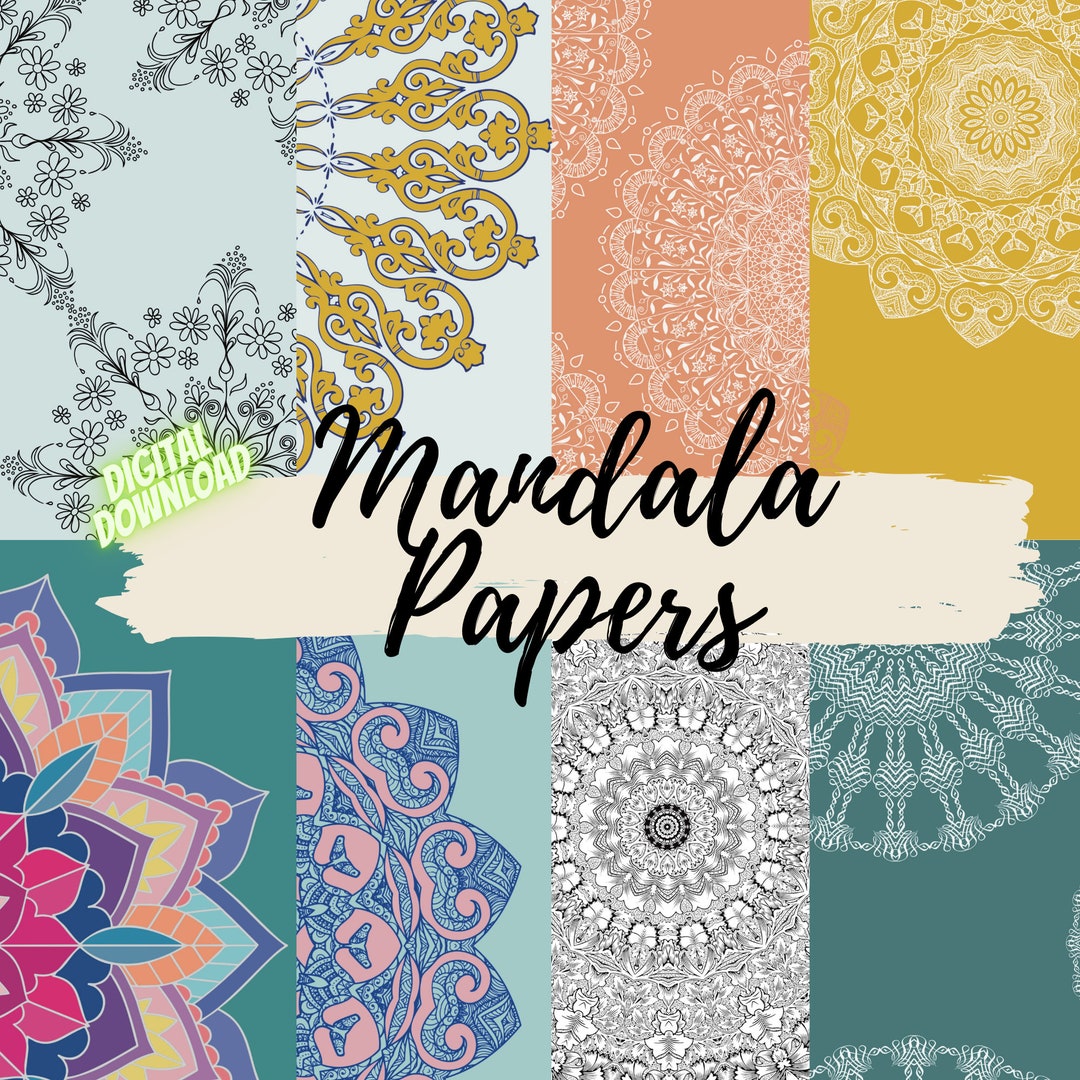 Mandalas Scrapbooking Instant Download Digital Paper Pack 8 Printable ...
