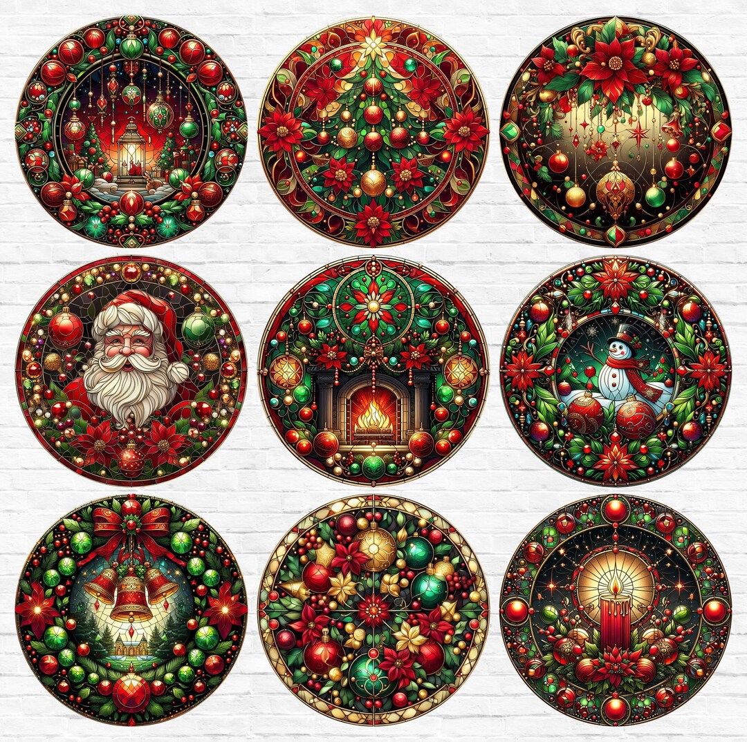 9 Elegant Green and Red 3" Christmas Ornament Set Bundle - Etsy