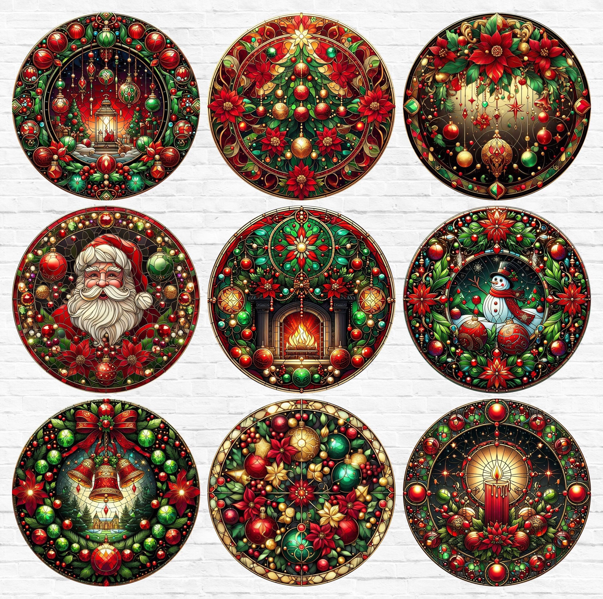 9 Elegant Green and Red 3 Christmas Ornament Set Bundle - Etsy